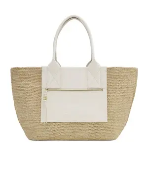 GANNI Raffia Tote Bag - Egret