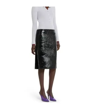 Gucci Shiny Leather Skirt With Side Slit