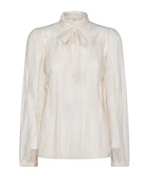 TWINSET Striped Lace Bow Blouse - No