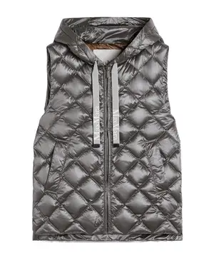 Max Mara Quilted Hooded Gilet - Medium Gray