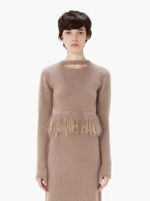 J.W.ANDERSON Jw Anderson Cropped Fringed-hem Knitted Jumper