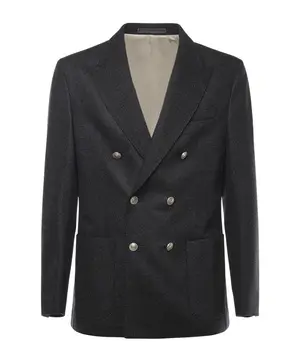Eleventy Double-breasted Jacket With Lapel Collar - Black
