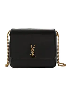 Saint Laurent Kate Logo Plaque Shoulder Bag - Black