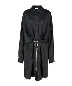 Dries Van Noten Long Sleeve Shirt Dress With Pinstripe Detail