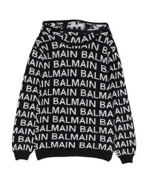 Balmain Logo Intarsia Hooded Jumper