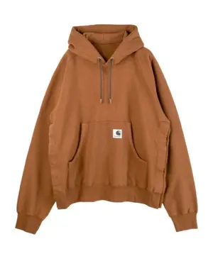 Sacai Long Sleeve Hooded Sweatshirt - Brown