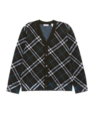 Burberry Checked Jacquard Cardigan - Black