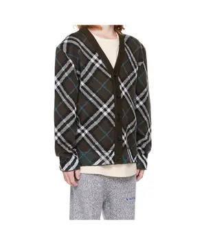 Burberry Checked Jacquard Cardigan - Black