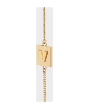 Celine Alphabet V Bracelet In Brass With Gold Finish