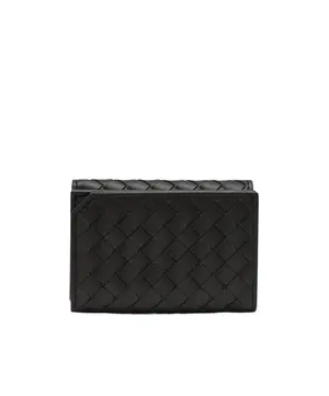 Bottega Veneta Fondente Trifold Wallet In Intrecciato - Brown