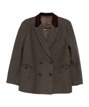 BLAZÉ MILANO Double-breasted Houndstooth Blazer - Black