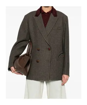 BLAZÉ MILANO Double-breasted Houndstooth Blazer - Black