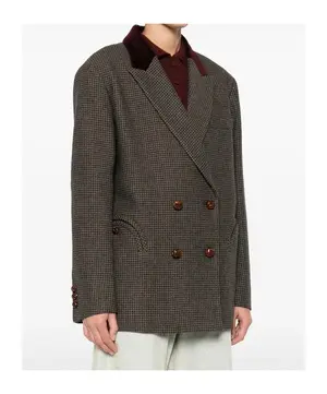 BLAZÉ MILANO Double-breasted Houndstooth Blazer - Black