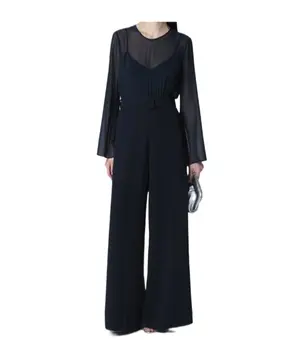 P.a.r.o.s.h Long Sleeve Belted Jumpsuit - Blue