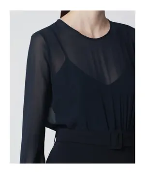 P.a.r.o.s.h Long Sleeve Belted Jumpsuit - Blue