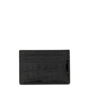 TOM FORD Crocodile Shiny Leather Card Holder - Black