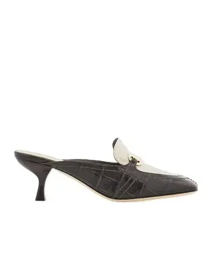 FERRAGAMO Crocodile-effect Mules - Black