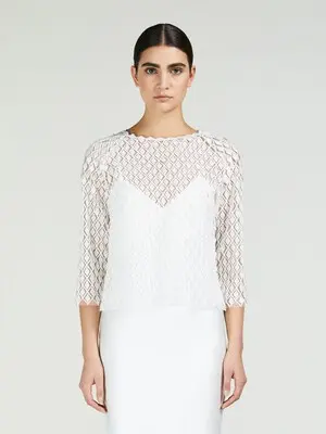 Max Mara Trento Diamond-pattern Lace Jacket