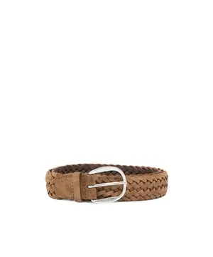 ORTIGNI Suede Braided Belt - Tabac