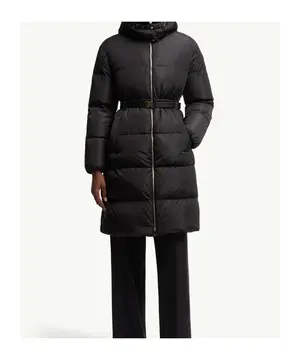 Moncler Briant Hooded Long Down Jacket With Teddy Fleece Collar