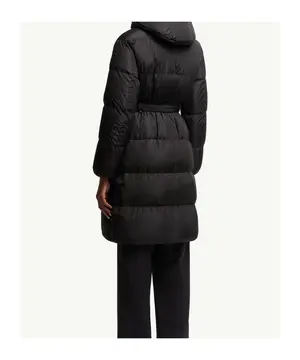 Moncler Briant Hooded Long Down Jacket With Teddy Fleece Collar