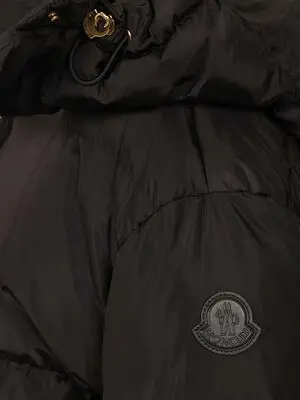 Moncler Briant Hooded Long Down Jacket With Teddy Fleece Collar - Black
