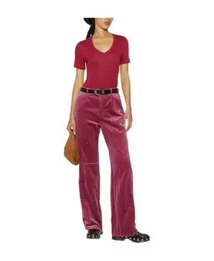 Dsquared2 Logo Embroidered Velvet Trousers - Red