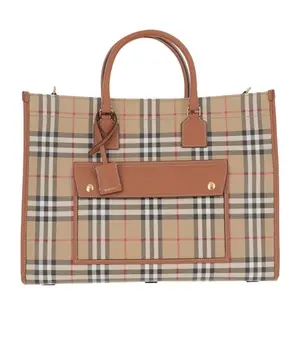 Burberry Freya Checked Medium Tote Bag - Multicolor