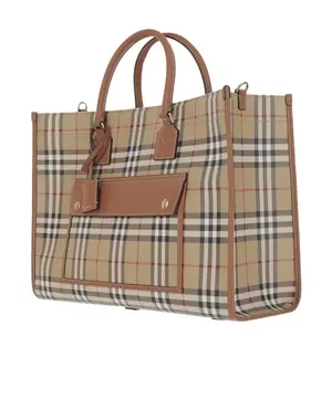 Burberry Freya Checked Medium Tote Bag - Multicolor