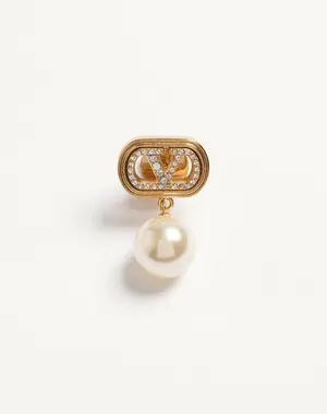 Valentino Garavani Vlogo Signature Embellished Drop Earrings With Pearl