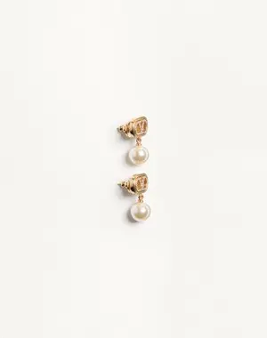 Valentino Garavani Vlogo Signature Embellished Drop Earrings With Pearl