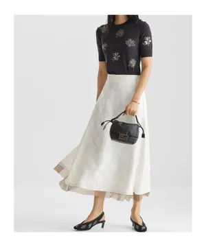 Fendi Knitted Sequined Flower Midi Dress - Black