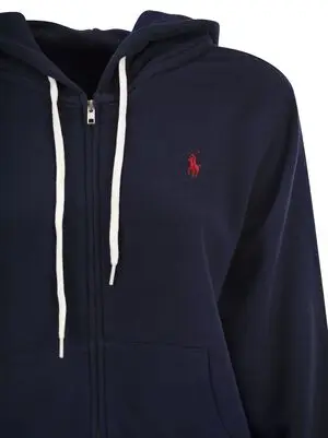 Polo Ralph Lauren Full Zip Hoodie With Logo Detail - Blue