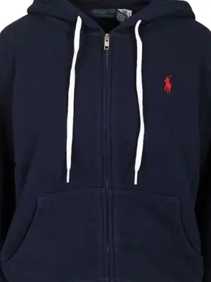 Polo Ralph Lauren Full Zip Hoodie With Logo Detail - Blue