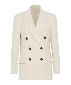 Brunello Cucinelli Double-breasted Corduroy Blazer - Ivory