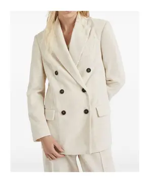 Brunello Cucinelli Double-breasted Corduroy Blazer - Ivory