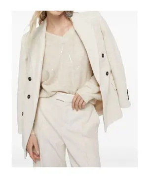 Brunello Cucinelli Double-breasted Corduroy Blazer - Ivory
