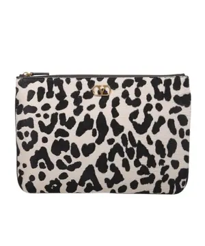 Valentino Garavani Vlogo Leopard-print Clutch Bag