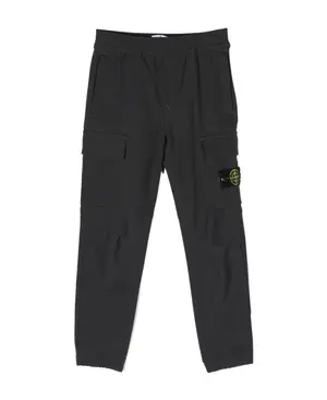 Stone Island Cargo Trousers With Logo Patch - Black