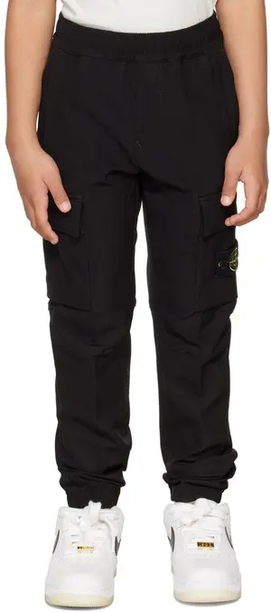 Stone Island Cargo Trousers With Logo Patch - Black