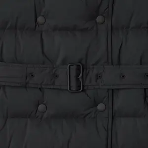 Burberry Double Breasted Belted Hooded Puffer Coat - Black