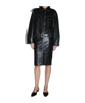 ST. AGNI Brushed Leather Belted Jacket