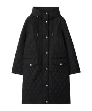 Burberry Quilted Hooded Drawstring Coat - Black