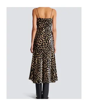 Balmain Flowing Leopard Print Velvet Dress