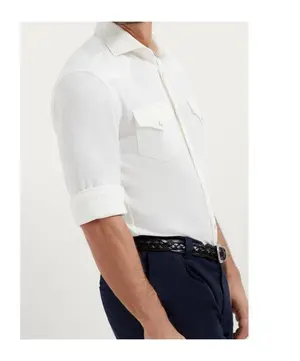Brunello Cucinelli Flap Pocket Long-sleeved Shirt - White
