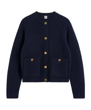 TOTEME Hammered Button Cardigan - Navy Blue
