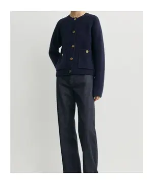 TOTEME Hammered Button Cardigan - Navy Blue