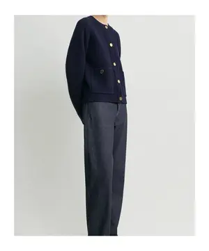 TOTEME Hammered Button Cardigan - Navy Blue