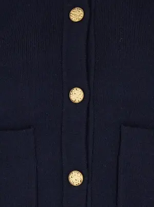 TOTEME Hammered Button Cardigan - Navy Blue