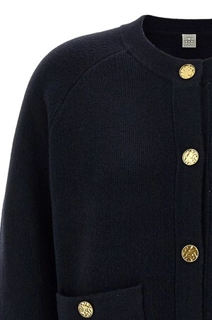 TOTEME Hammered Button Cardigan - Navy Blue